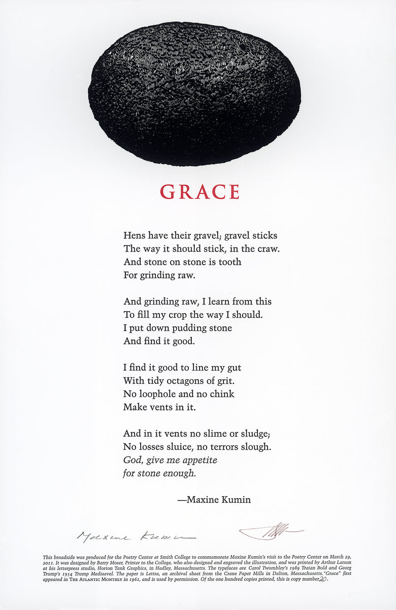 Maxine Kumin "Grace" / Barry Moser Broadside – SCMA Shop